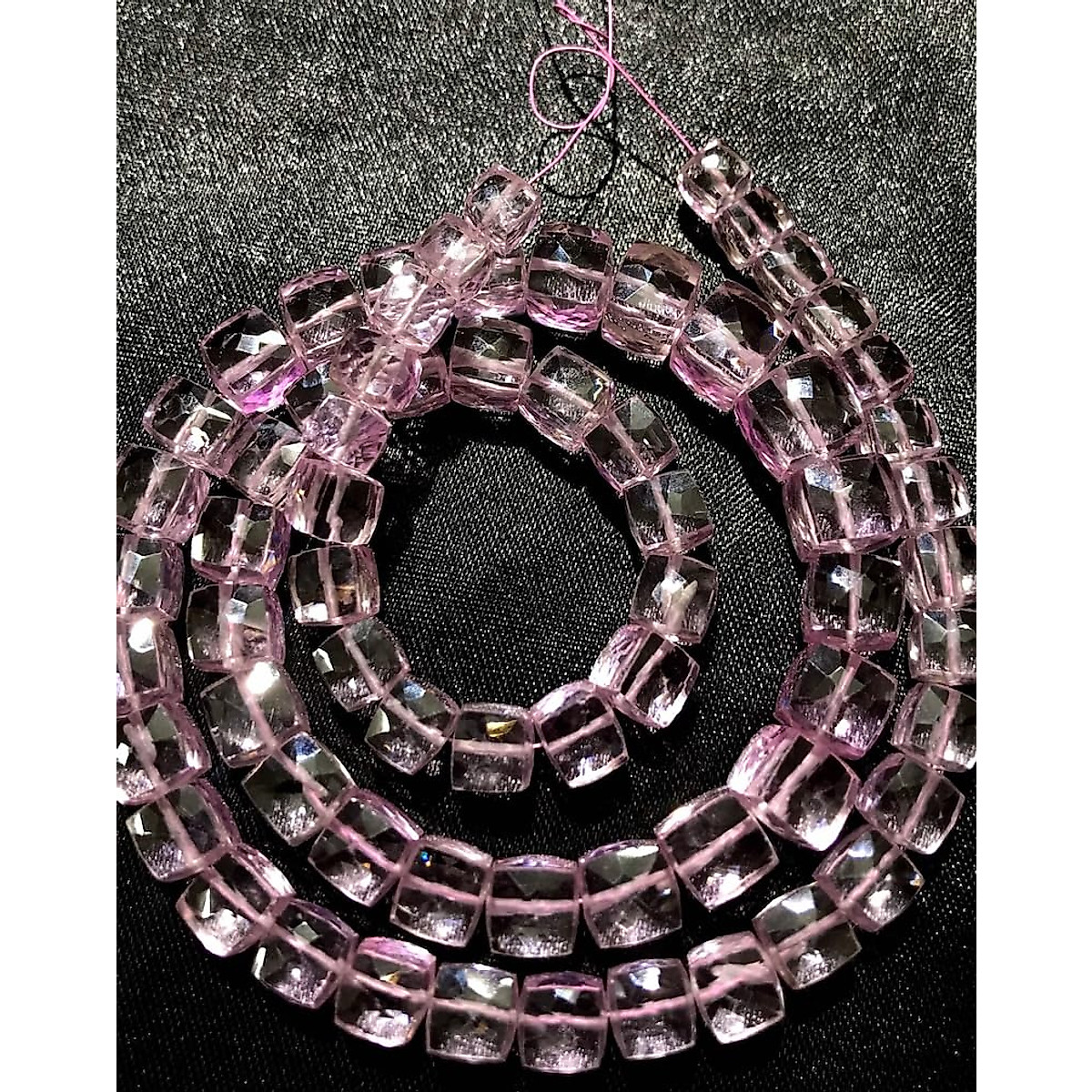 Natural MORGANITE Corundum Cube Faceted Beads 7X8-6X8MM 18 inch Long String Jewelry Making Gemstone Beads for Necklace Bracelet