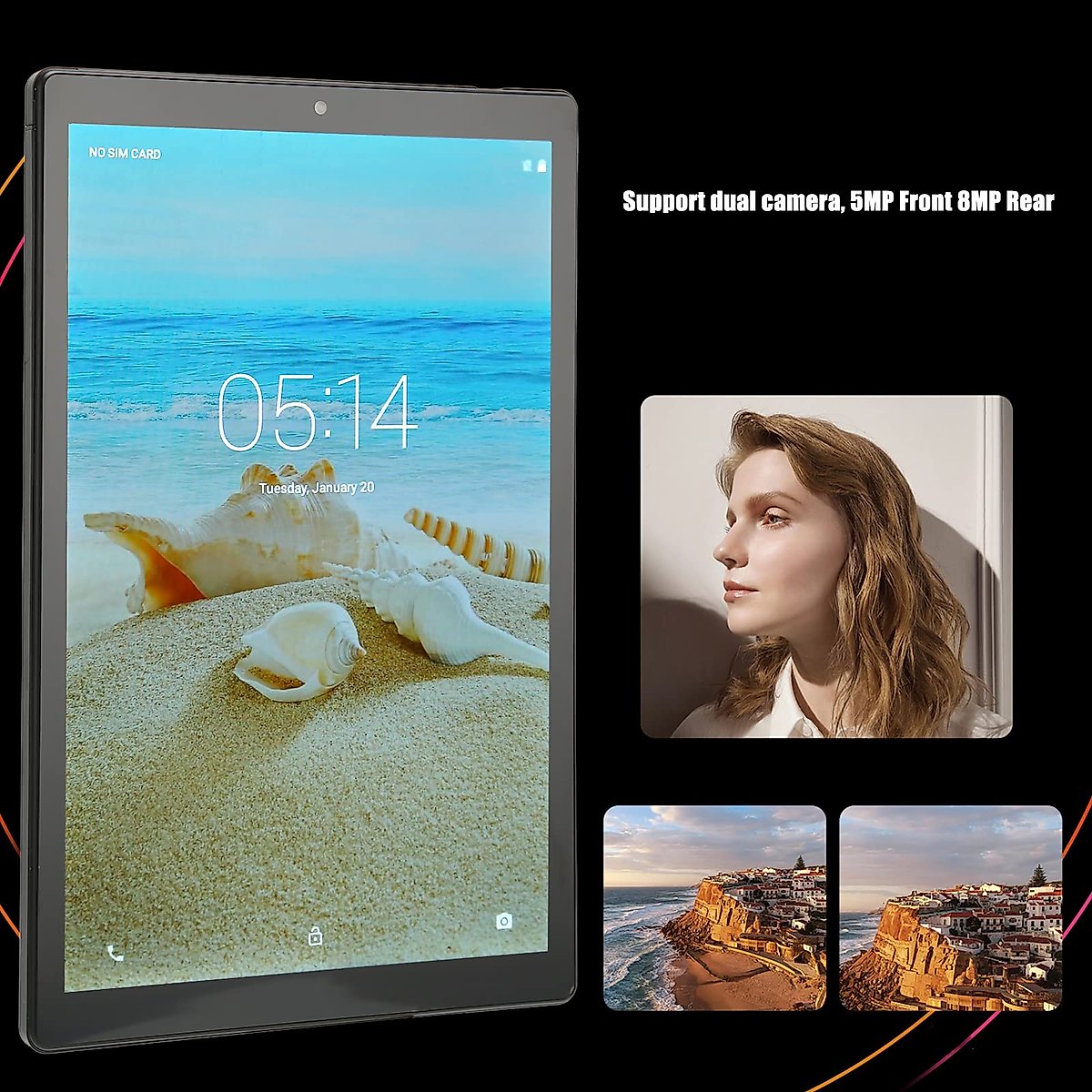 ASHATA Android Tablet 10 InAndroid Tablch, 8 Core, 4GB RAM 64GB ROM, 2.4G 5G Dual Band WiFi Calling Tablet Computer, 5MP 8MP Dual Camera, 5000mAh Battery, GPS BT (US Plug)