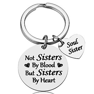 iWenSheng Friendship Gifts for Women Sister - Not Sister By Blood But Sisters By Heart Keychain, Birthday Gifts for Best Friend BFF Jewelry