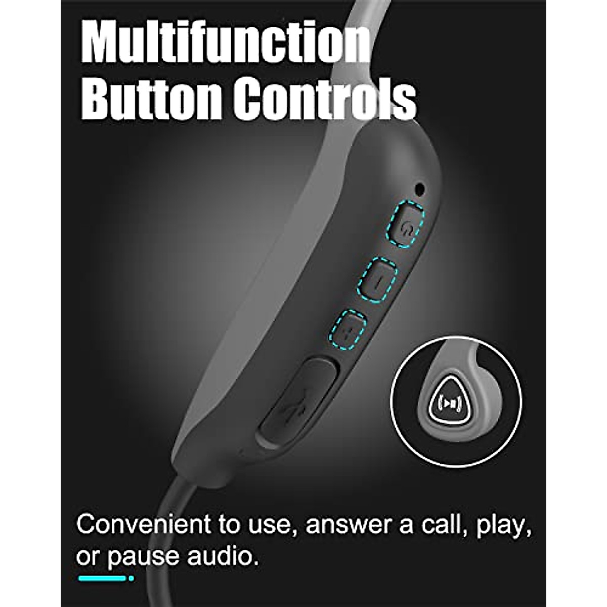 Tayogo Bone Conduction Headphones, Wireless Bluetooth Bone Conducting Earbuds, Open Ear Headset with Mic, for Running, Cycling, Yoga-Grey