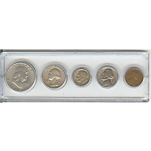 1948 Birth Year Coin Set (5) Coins Half Dollar, Quarter, Dime, Nickel, and Cent Mounted In a Plastic Holder Very Good
