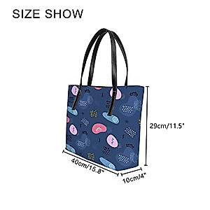 Fashionable women's handbag tote bag, Spotted and Textured Figuresprinted shoulder bag is light and durable