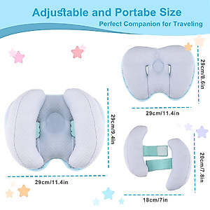 KAKIBLIN Baby Head Neck Support Pillow, 2 in 1 Banana Neck Pillow for Baby, Baby Travel Pillow for Stroller Neck Support for Newborn, Adjustable Head Pillow for Kids Toddler