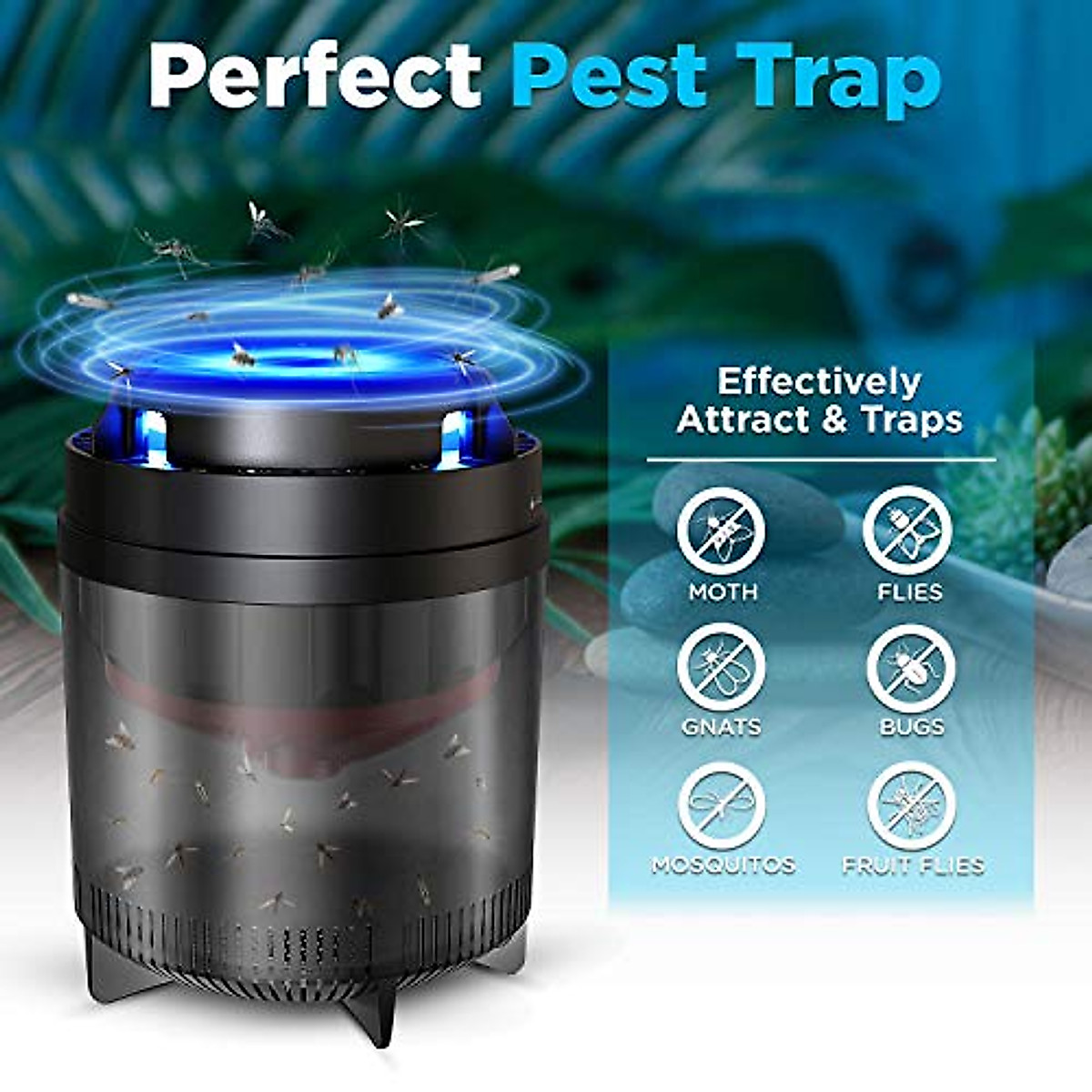 White Kaiman Bug and Flying Insect Trap | Indoor Fly, Gnat, and Mosquito Trap W/Easy Plug & Leave Design -