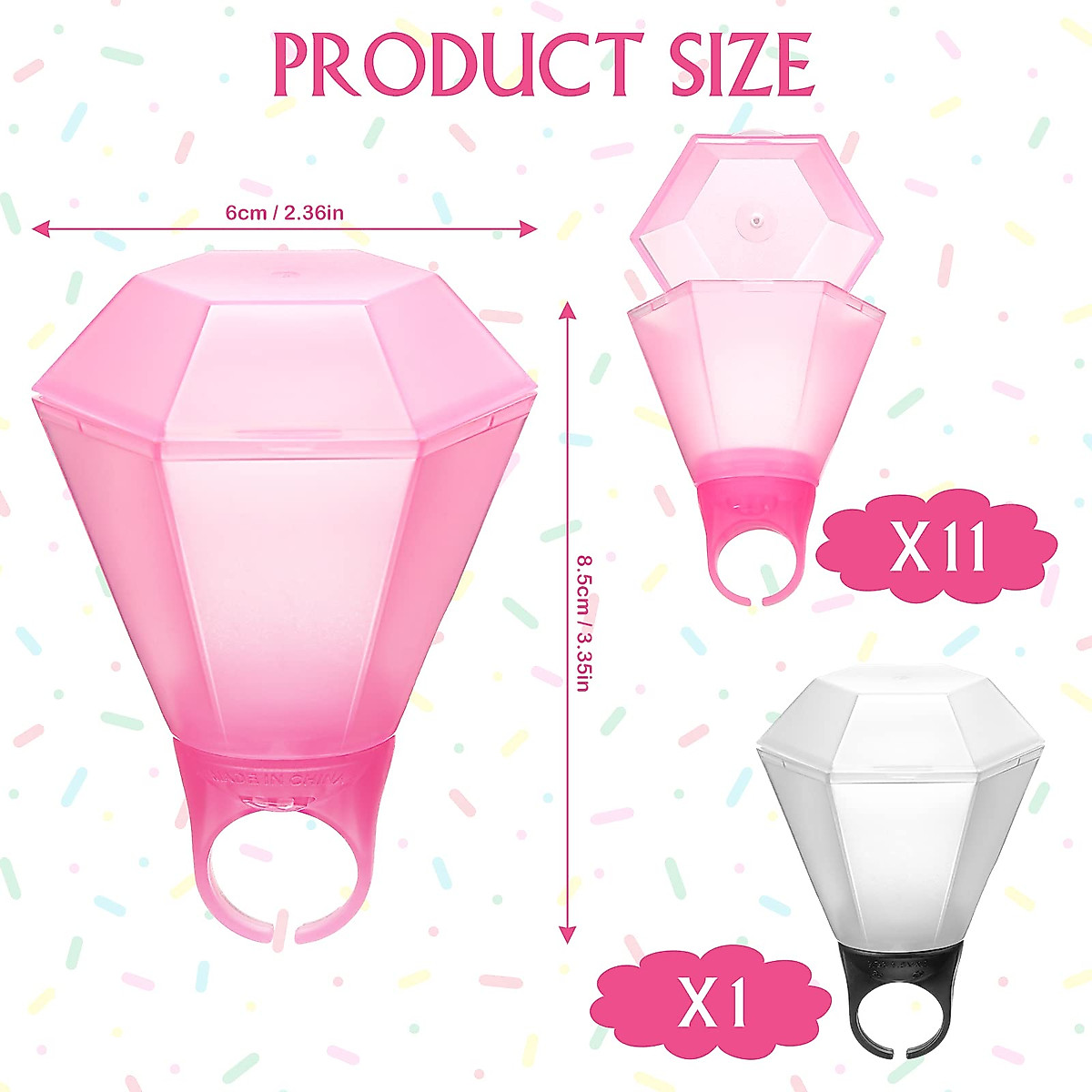 Hungdao Plastic Wedding Ring Shot Glass Diamond Ring Plastic Shot Glasses Bachelorette Shot Glasses Finger Ring Bachelorette Cups for Wedding Party Bridal Shower Decorations Party Favors (12 Pieces)