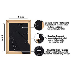 VIOLABBEY 4x6 Picture Frames Set of 4, Colorful Photo Frame of Modern Style, High Definition Tempered Real Glass, Wall Mounted or Tabletop Display (Blue+Light Blue+Orange+Apricot)