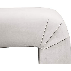 Meridian Furniture Minimalist Collection Modern | Contemporary Velvet Upholstered Bench, 53" W x 14.75" D x 18.25" H, Cream