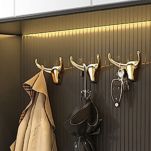 DOITOOL 2pcs Duty Home Storage Head Scarf Cabinet Bathroom Robe Door Mounted Hooks Towel Coat Coat, Cow Heavy Design Wall Hat Bag Hangers Bag, Decorative Vintage Nordic Clothes Metal Horn