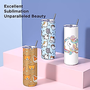 GMFINE Sublimation Tumbler Blank 20 oz Skinny Straight with Lids & Metal Straw, Stainless Steel Insulated Sublimation Cups Blank for Mugs Tumbler Heat Press, Pack of 12