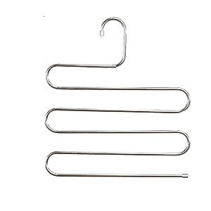 NAHANCO NHMLPH S-Shape Multilayer Metal Space Saving Pant/Scarf Hangers for Closet Organization (5 Layers) -3/Pack
