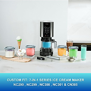 DENEBORE for Ninja Creami Pints and Lids - 4 Pack,16OZ Compatible with NC299AMZ & NC300s Series Ice Cream Makers, Extra Cups Replacement for Ninja Creamy Containers Airtight Anti-slip Dishwasher Safe