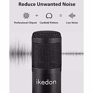 ikedon Studio USB Condenser Microphone, Professional 192kHz/24bit Cardioid Recording Microphone, Plug&Play Computer Microphone Kit with Scissor Arm, Streaming Mic for Podcasting YouTube Gaming -S663