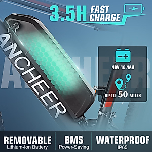 ANCHEER Electric Bike for Adults, 500W EBike, 48V 500WH Removable Battery, 3.5H Fast Charge, 21-Speed Gears, 26 * 2.1" Electric Mountain Bike, Color Display, Cruise Control, Ebikes for Adults