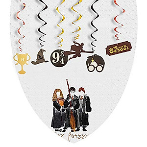 Magical Wizard Potter Party Swirl Decorations Magical Wizard School Whirl Streamers Hanging Swirl Ceiling Decorations Harry Themed Birthday Party Ceiling Streamers Party Supplies 30Count for Kids