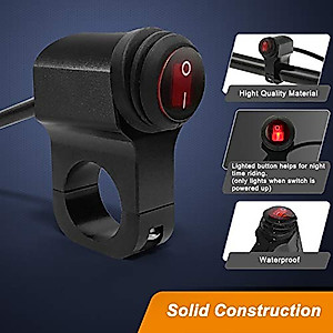 ATV Light Switch 12V Handlebar Switch Waterproof Motorcycle Light Switch CNC Aluminum Alloy Handlebar Toggle Switch for Motorcycle ATV UTV- Fits 7/8" Handlebars (22mm) Red 1 Piece