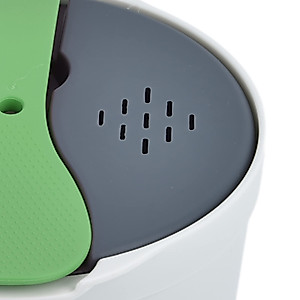 Microwave Rice Cooker, 2 L Pasta Cooker Microwaveable Food Grade PP Microwave Pressure Steamer Cooker Spoon Lid Strainer Non stick Steaming Pot Rice Cooke Cookware for Home Meal Prep Cooker (Green)