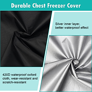 Black Chest Freezer Cover, Luxiv Waterproof Freezer Cover 25Lx23Wx34H Compact for 3.5 Cubic Feet Chest Freezer Full Cover Deep Freezer Cover with Top Cover for Open, Zipper Pocket, Strap
