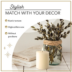 Melt Candle Pillar Candles, 3 Pack - Unscented Candles for Home, Church, Weddings, & More - 3" x 4", Ivory