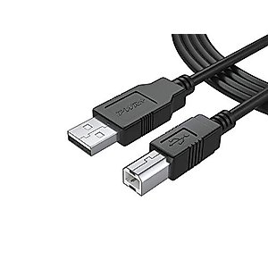 6Ft Long USB-2.0 Cable Type-A to Type-B High Speed Cord for Audio Interface, Midi Keyboard, USB Microphone, Mixer, Speaker, Monitor, Instrument, Strobe Light System Laptop Mac PC Type A to Type B