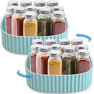 Peohud 2 Pack Lazy Susan Turntable, 9 Inch Cabinet Organizer, Rotating Storage Container for Kitchen, Cabinets, Pantry, Spinning Organizer Rotating Spice Rack Holder for Condiments, Cosmetic