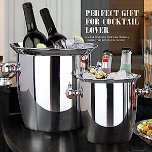 Ice Buckets - Ice Buckets For Parties, Stainless Steel Material, Well Made Champagne Bucket Keeps Ice Frozen Longer, For Christmas Party, Backyard Barbecues, Outdoor Bar Use - 4-1/2-Quart