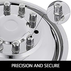 VEVOR Stainless Steel Front And Rear Wheel Simulators 19.5 Inch 10 Lug Wheel Simulator 4PCS of Hand Hole Hubcap Kit Compatible With 2005-2021 Ford Super Duty F450 - F550 10 Lug Dually Trucks Only