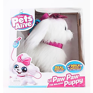 Pets Alive Lil' Paw The Walking Puppy by ZURU Interactive Dog That Walk, Waggle, and Barks, Interactive Plush Pet, Electronic Leash, Soft Toy for Kids and Girls