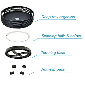 2 Pack Plastic Lazy Susan Turntable, Perfect Refrigerator Turntable, Rotating Under Sink Organizers and Storage,Large Spice Rack Organizer for Cabinet, Black | Round | 9 12inch