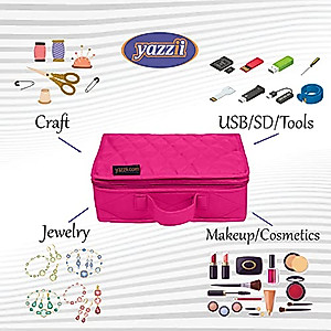Yazzii Original Craft Organizer Tote Bag - Portable Storage Bag Organizer - Multipurpose Storage Organizer for Crafts, Cosmetics & Jewelry. Fuchsia
