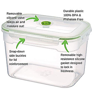 Lasting Freshness 19 Piece Vacuum Seal Food Storage Container Set, Rectangle