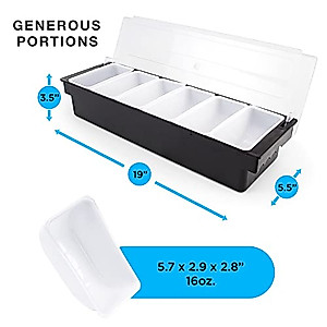 Bar Top Food & Condiment Dispenser - 6 Tray Plastic Garnish Station with Lid for Bartending & Serving Taco, Ice Cream, Fruit, & Salad Bar - Topping Organizer for Restaurant Supplies & Accessories