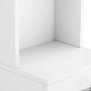 70.08inch Tall 3-Tier Bookcase with Drawers - White Narrow Bookcase with Cabinet , Open Storage Display Cabinet, 3-Cube Bookshelf for Living Room, Bedroom, Office 178 x 34 x 33 cm(L x W x H)