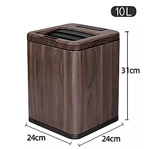hezhuhe2258 Garbage Can Intelligent Sensor Trash Can High-grade Electric Rechargeable Wood Grain with Lid Living Room Bedroom Kitchen Household Trash Can(Ebony,10L)