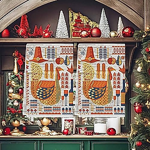 Kitchen Towels Thanksgiving Turkey Absorbent Tea Towel Soft Hand Dish Towel Farm Country Wood Reusable Washable Cleaning Cloth Hand Bath Towels for Bathroom Bar for Everyday Cooking (Pack of 1)