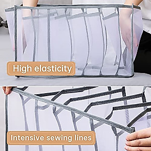 Wardrobe Clothes Organizer Portable Storage Baskets 2pcs Plus Size 16.5x11.8x9.8inch, Jeans Leggings Compartment Storage Box Closet, 7 Grids Folding Clothes Drawer Mesh Separation Organizer LB000320