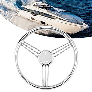 Boat Steering Wheel 13-1/2 Inch 9-Spoke Marine Steering Wheel Stainless Steel 15 ° Tilt Angle Silver Accessory