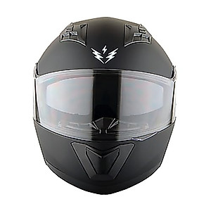 1Storm New Motorcycle Bike Modular Full Face Helmet Dual Visor Sun Shield with LED Tail Light + Motorcycle Bluetooth Headset: Matt Black