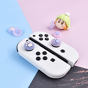 DLseego Cute Crystal Cat Claw Design Thumb Grip Caps Design for Switch & Switch Lite & Switch OLED, Joystick Cap Soft Silicone Cover – Crystal Pink&Purple