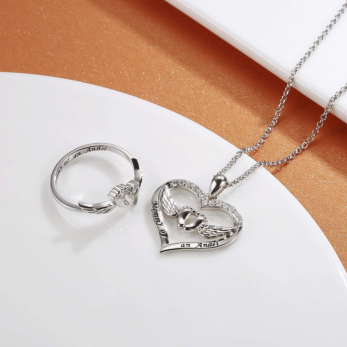 Miscarriage Necklace Loss of Pregnancy Rings 925 Sterling Silver Infant Loss Mommy of an Angel Memorial Jewelry Sympathy Gift for Women Mom (necklace miscarriage)