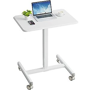 HUANUO Mobile Standing Desk Adjustable Height, Mobile Laptop Desk 27 inch, Standing Rolling Cart Desk with Gas Spring