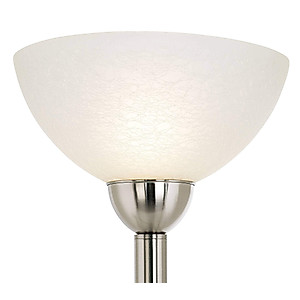 Possini Euro Design Alexei Modern Torchiere Floor Lamp Tree 3-Light Gooseneck Arm 72" Tall Brushed Nickel White Crackle Glass Pole Dimmer Living Room Reading House Bedroom Home Office