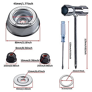 PLUMIA 8 Inch Steel Wire Rotary Brush Cutter Trimmer Head Weed Blade Cutter with Universal Adapter Kit Compatible with Husqvarna, Stihl, String Trimmers, Gardening Lawnmower, Moss Grass Rust Removal