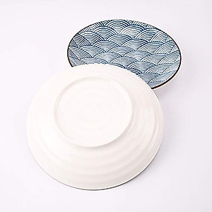 YALONG Ceramic Japanese Dinner Plates Set 7 Inch Appetizer Shallow Plates Serving Lunches, Cheese Salad, Dessert Set of 4 Assorted Motifs Microwave & Dishwasher Safe