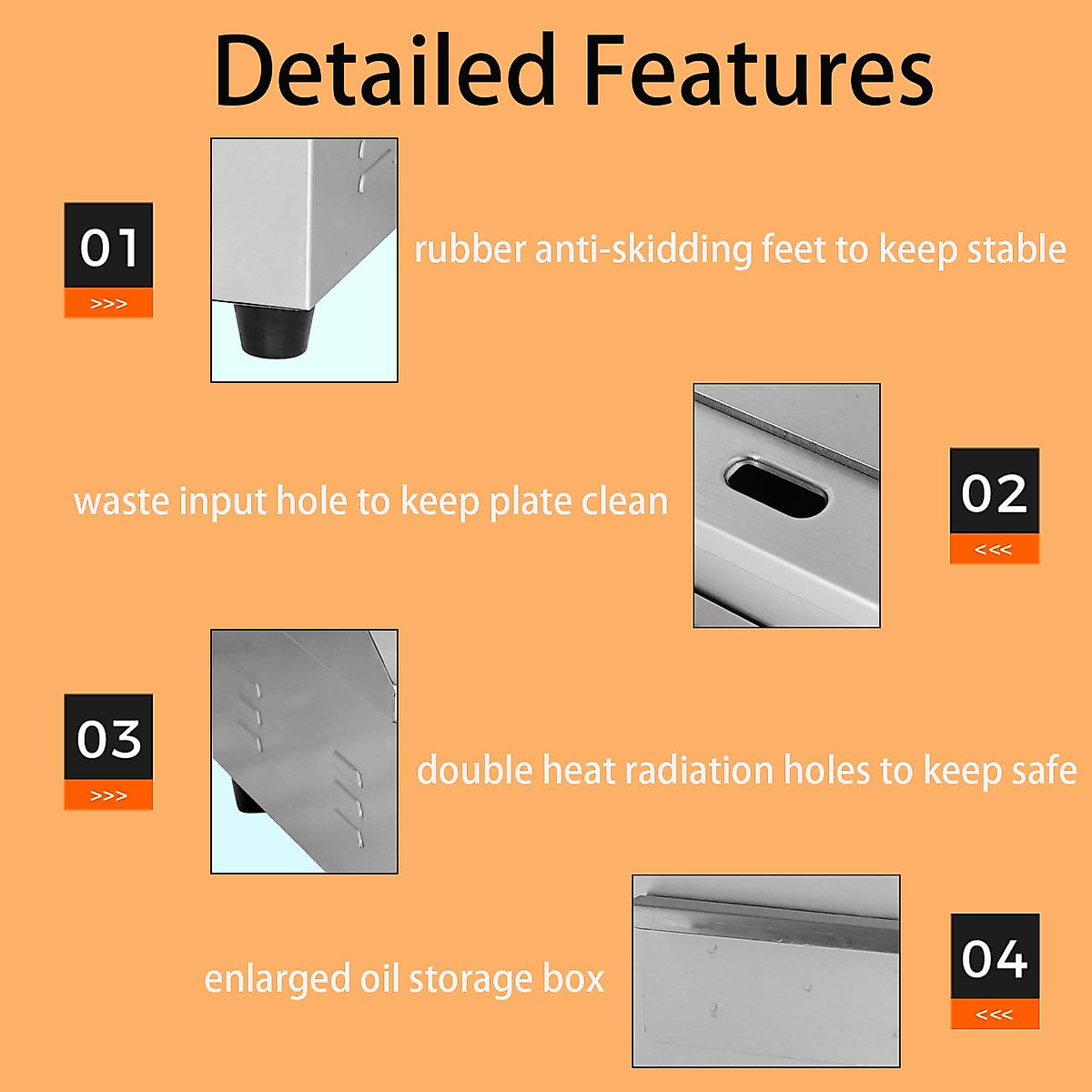 DULONG Commercial Electric Griddle Countertop Flat Top Griddle, Stainless Steel Restaurant Grill with Thermostatic Control for Kitchen BBQ(1500W 14 Inch), Sliver, D-TM-810B