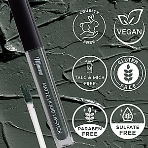 Mynena Dark Green Long-Lasting Matte Liquid Lipstick | Intense Color, Smudge-Proof & Waterproof | Comfortable, Hydrating Shea Butter | Vegan & Cruelty-Free | Jocelyne