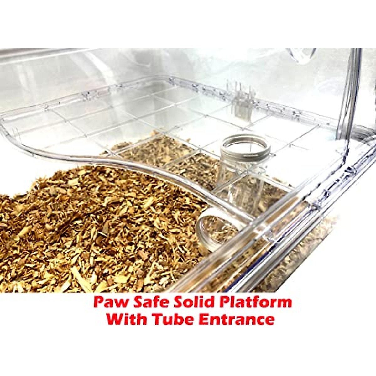 Deluxe 2-Tiers Acrylic Dwarf Hamster Home Mouse Gerbil Palace Rat Habitat Cage Running Wheel Water Bottle Food Bowl (19" x 12" x 11"H, Acrylic Clear)