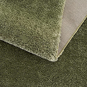 Hauteloom Heavenly Solid Shag Area Rug for Living Room Bedroom - High Pile Fluffy Carpet - Soft Shaggy Cozy Plush Rug - Green - 6'7" x 9'