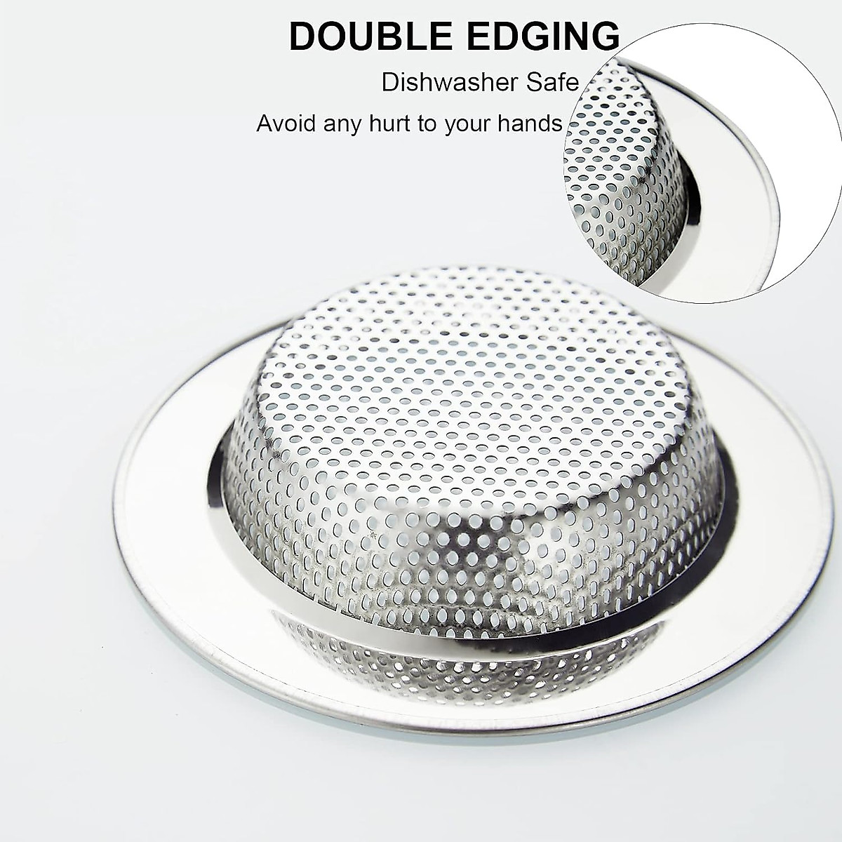 3PCS - Windran Kitchen Sink Drain Strainer, Upgraded Double-Layer Safe Design for Most Kitchen Sink Drain Basket, (4.5 Inch)