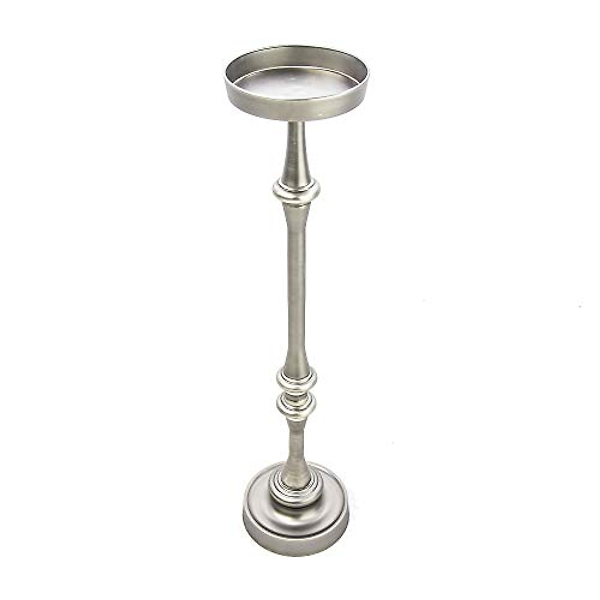 New Ridge Home Goods Dapper Glam 6in. Round Martini Side Table, Brushed Silver, Set of 2