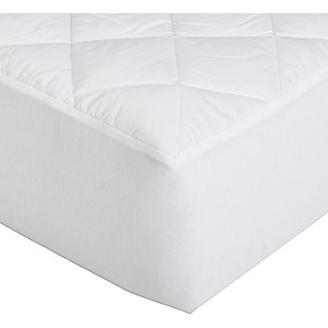 Amazon Basics Hypoallergenic Quilted Mattress Topper Pad Cover - 18 Inch Deep, Twin XL, White